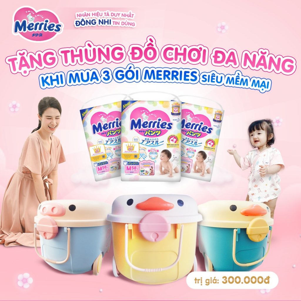Quà bỉm Merries có những gì? Cách mua bỉm tã Merries được tặng quà