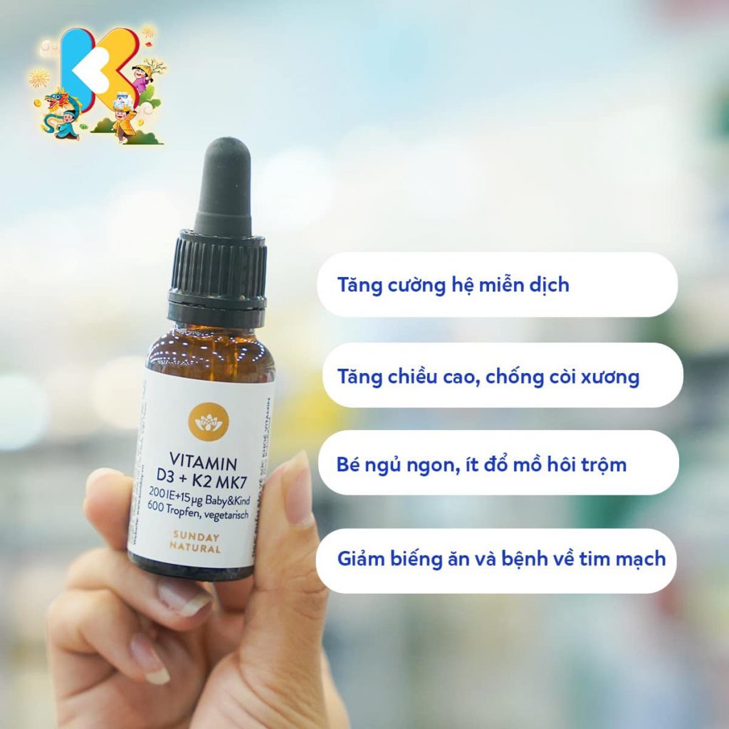 10 điều tuyệt vời về vitamin D3K2 Sunday Natural mẹ nên biết