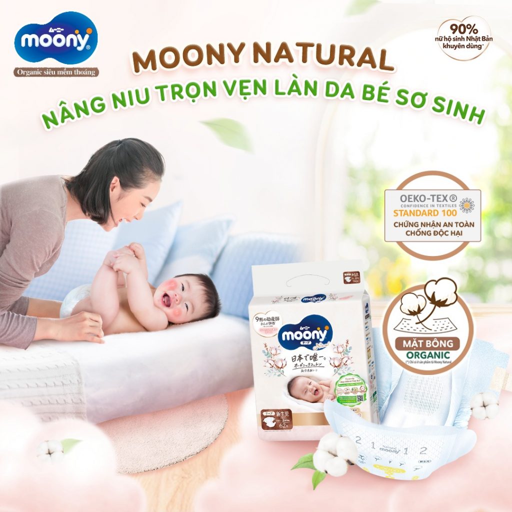 Hướng dẫn chọn size bỉm Moony Natural phù hợp với bé